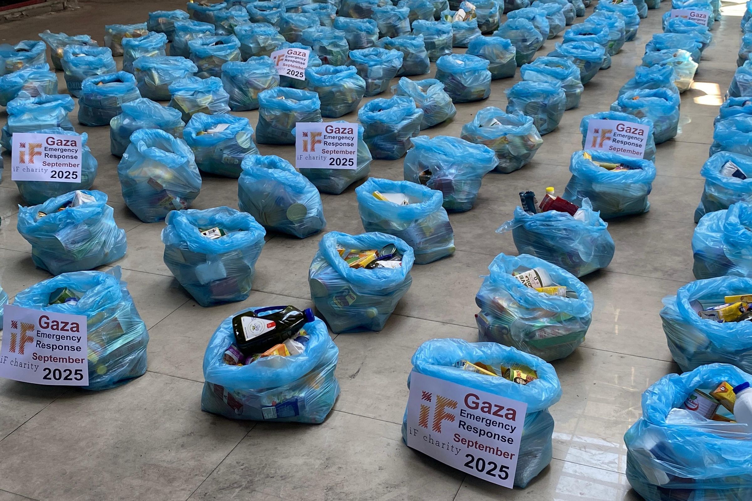 Distributing food parcels to displaced families in Gaza – iF Charity